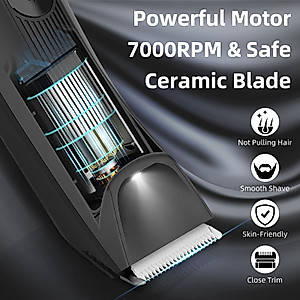 INVJOY Manscape, Body & Pubic Hair Trimmer for Men w/Light - No Nick, No Cut, Ball Trimmer Men - No Razor Burn Groin, Body Groomer Shaver, IPX7 Waterproof Electric Razor w/Recharge Dock, Gift for Men