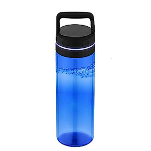Sweda Bluetooth Speaker Water Bottle with Speaker Lid, 24oz, Screw on Cap with Built in Wireless Speaker, Transparent Sports Water Bottle, Blue WB8804