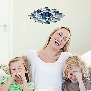 Metal Fish Wall Decor Handcrafted Fish Art Summer Metal Wall Sculpture Marine Decor for Coastal Nautical Beach or Boat Decor Collector Vacation House Blues Silver Wall Art Bedroom Bathroom Living Room