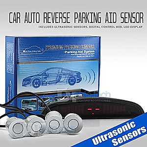 4 Parking Car Parking Sensor Kit LED Display View Reverse Backup Radar System Backup Sensor Reversing Sensors Universal Auto Radar Detector Sensors Radar Buzzer Beep-Beep Alarm Indicator