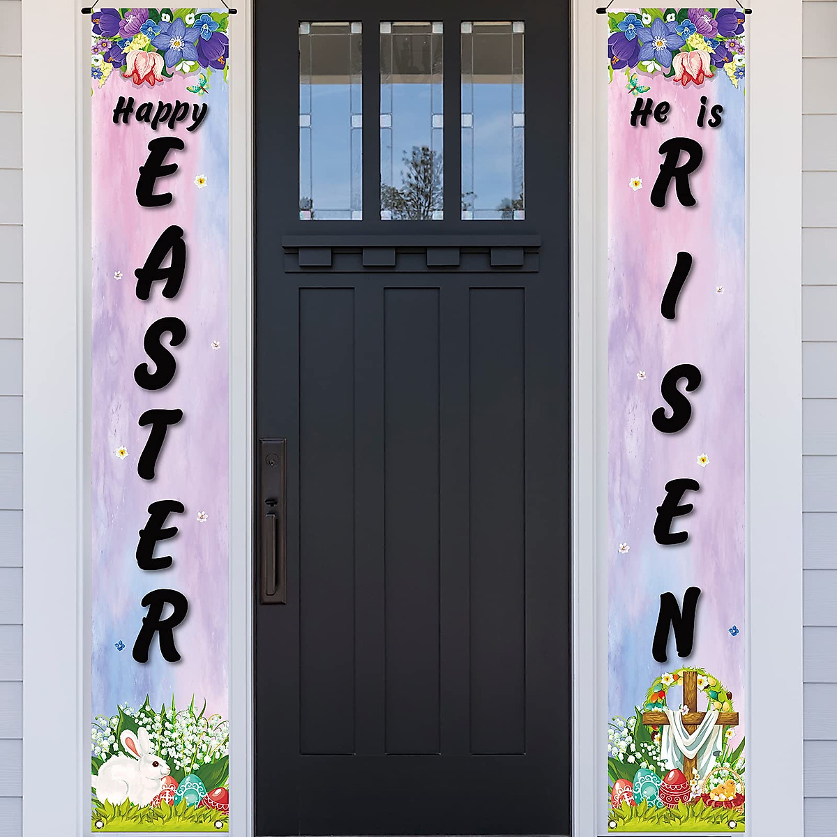 Happy Easter Decorations He Is Risen Font Porch Welcome Sign He Is Disen Banner Christian Cross Resurrection Easter Decorations for Home Party