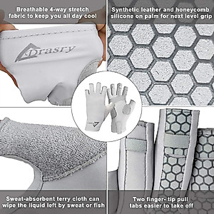 Drasry UV Protection Fishing Fingerless Gloves Men Women UPF 50+ SPF Gloves for Fishing Kayak Paddling Hiking Sailing Rowing Sun Gloves Gray M