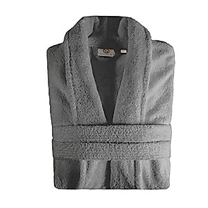 Superior Men's Traditional Premium Turkish Cotton Lightweight Long Bathrobe with Pockets- Large-X Large, Grey