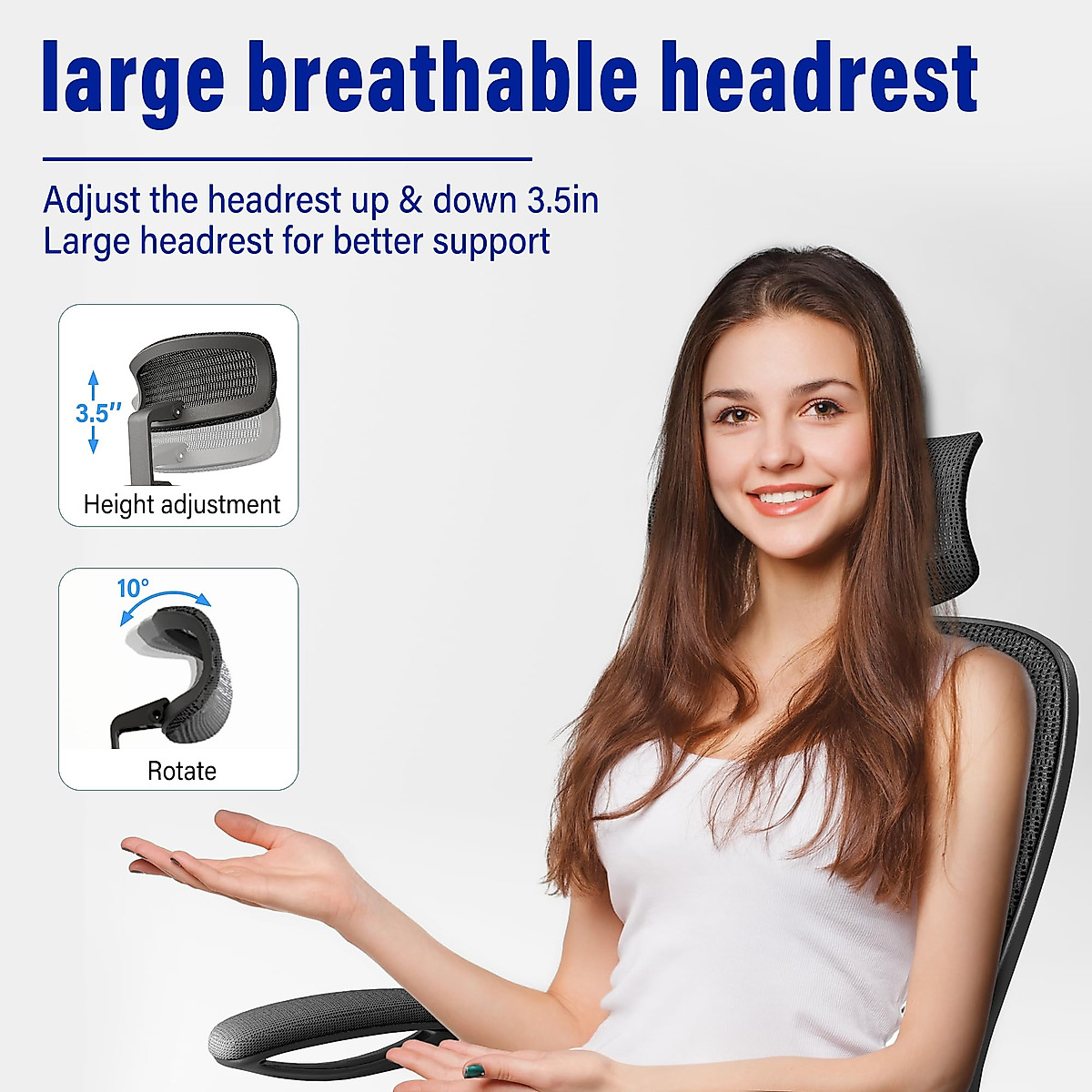 GABRYLLY Ergonomic Office Desk Chair, High Back Mesh Chair with Adjustable Flip-up Arms, Swivel Computer Task Chair with Lumbar Support, Tilt Function for Home,Office & Student