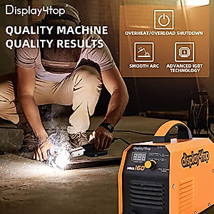 display4top MMA Stick Welder, 160A ARC Welder Machine IGBT Digital Display LCD Hot Start Inverter DC Stick Welder, 110/220V Dual Voltage Portable Welding Machine