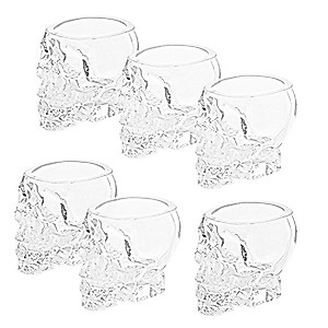 MyGift Clear Glass Novelty Skull Face Liquor Shooter Shot Glasses, Decorative Halloween Drinkware - 2.8 oz, Set of 6