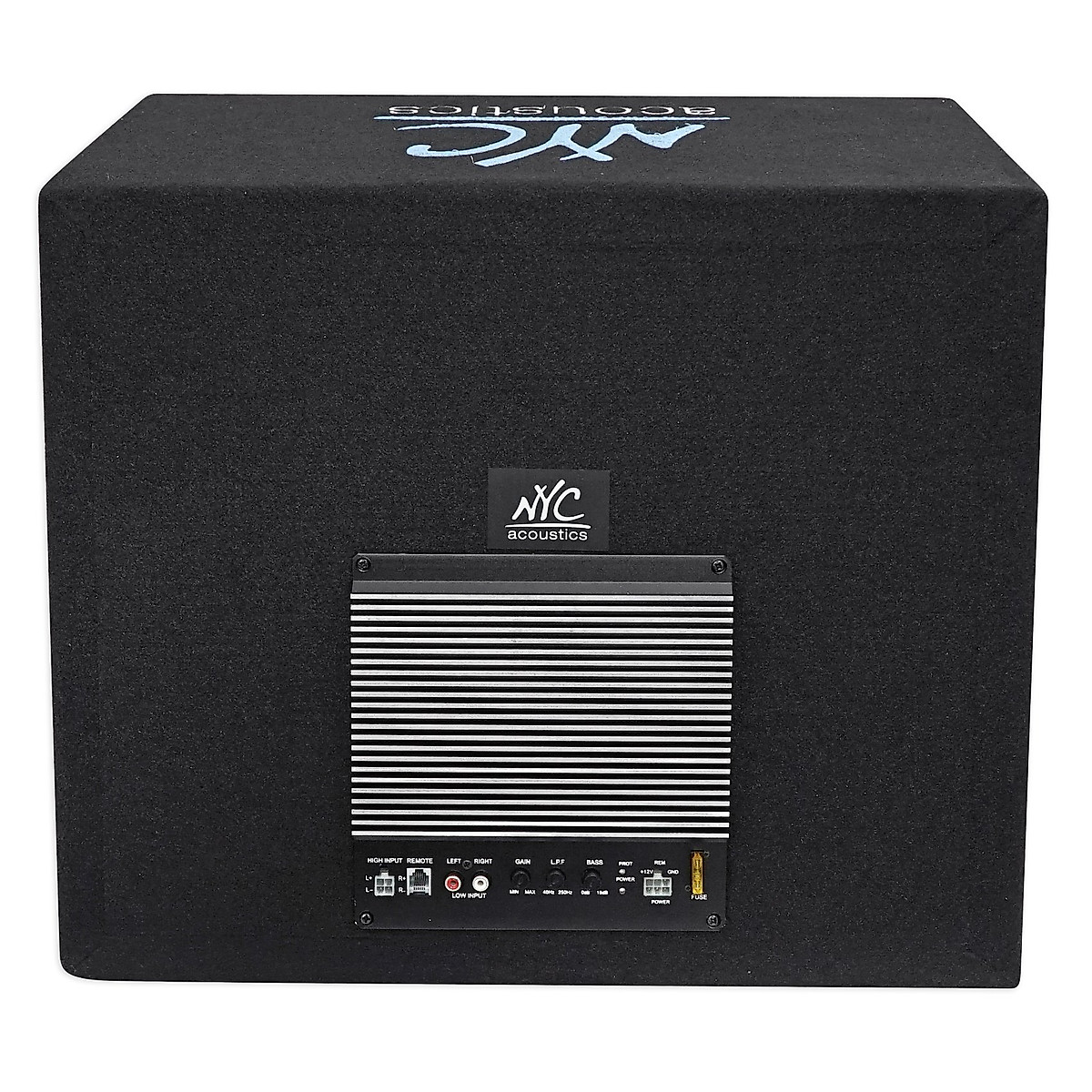 NYC ACOUSTiCS NSE12L 12" 1200w Powered Car Subwoofer/Sub Enclosure+LED+Amp Kit