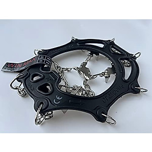 WIN.MAX Crampons for Shoes, Traction Cleats Ice Snow Grips with 19 Stainless Steel Spikes, Shoe Talons Anti - Slip Boots Spikes for Walking, Jogging, Climbing and Hiking (Black, M)