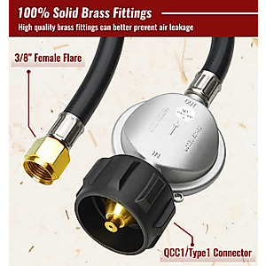 CALPOSE 6 Feet Low Pressure Propane Hose with Regulator, Universal Grill Regulator Hose with 90 Degree Elbow Adaptor for Blackstone 17”/22” Blackstone Tabletop Griddle