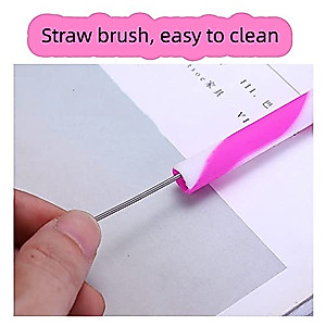 Collapsible Reusable Silicone Straws Portable Folding Drinking Straw Free with Travel Case & Cleaning Brush for Party Travel Household Cold or Hot Straws (B)