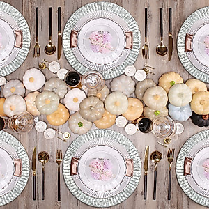 KOXIN-KARLU 6-piece Ruffled Galvanized Charger Plates, 13-inch Steel Charger Plates Silver Dinner Plate Chargers Round Server Ware