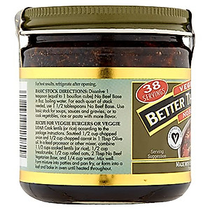 Better Than Bouillon Vegetarian No Beef Base, Made with Seasoned Vegetables, Certified Vegan, Makes 9.5 Quarts of Broth, 38 Servings 8 Ounce (Pack of 2)