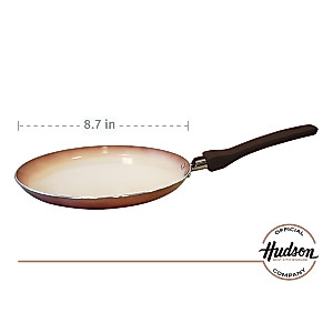 HUDSON Crepe Pan has Ceramic Nonstick, 8.7, Cookware, Pots and Pans, Copper