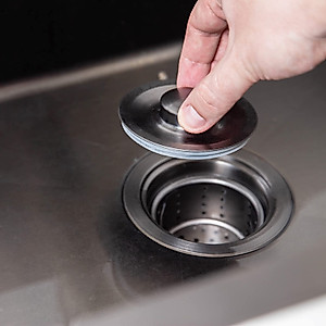 MECCANIXITY 52mm I.D. Sink Drain Cover, 2 Pack Stainless Steel Seal Plug Water Stopper with Handle for Kitchen Bathroom Bathtub, Silver Tone Black (Fit 53-54mm Mouth)