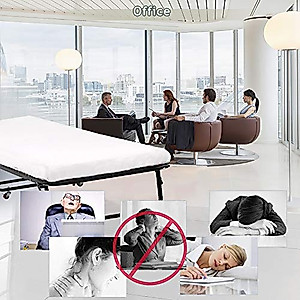 Guest Bed Folding Bed Frame with 3.9 Inch Foam Mattress Fold Up Heavy Duty Extra Portable Camping Cots with Wheels Hideaway Temporary Single Twin Size Rollaway Bed for Adults,Kids - 300LBS Capacity