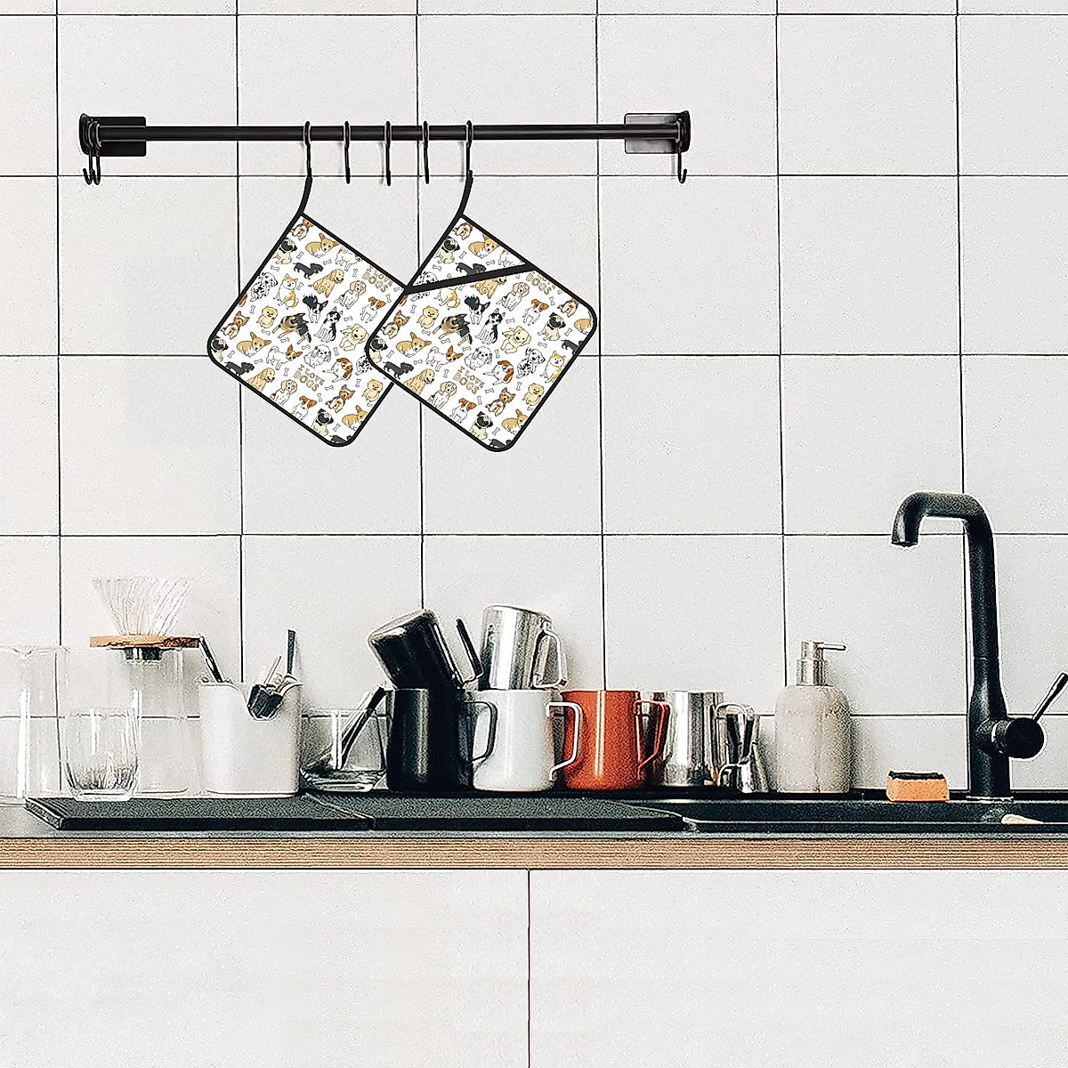 Cute Dogs Pot Holders Set of 2 Kitchen Heat Resistant Potholder for Microwave Cooking Baking Oven End Dishes and BBQ