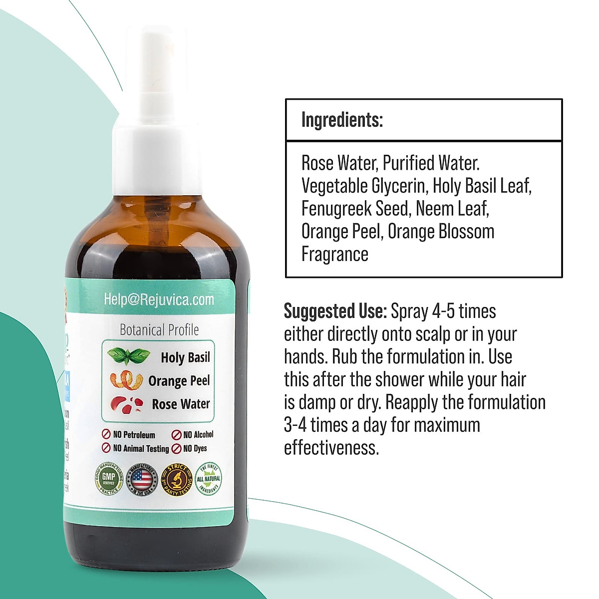 BetterScalp - Natural Itchy Scalp Support Formula - Nature Based Liquid and Gentle, Soothing Formulation - Rose Water, Holy Basil, Neem & More!