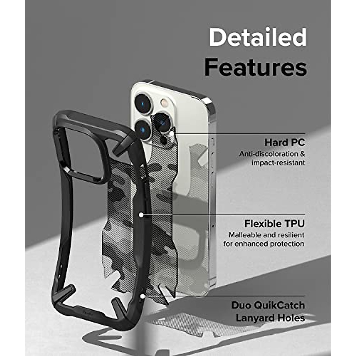 Ringke Fusion-X [Military Design] Compatible with iPhone 14 Pro Case 6.1 Inches, Camouflage Hard Back Heavy Duty Shockproof Advanced Protective Bumper Cover - Camo Black