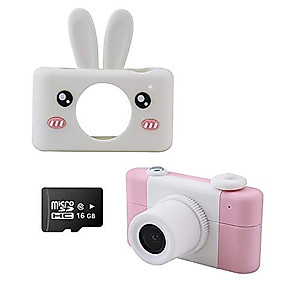 Kids Camera with White Rabbit Protective Case, 2 Inch HD Screen Camera for Kids, Children’s Selfie Camera, Multifunction Camera Including 16G Memory Card(Pink)