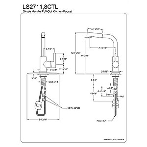 Kingston Brass LS2718CTL Continental Pull-Out Sprayer Kitchen Faucet, Brushed Nickel