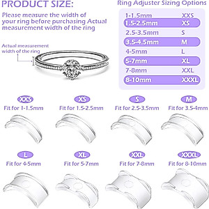100 Pcs Ring Size Adjuster with Ring Size Measuring Tool for Loose Rings, Plug-in Invisible Ring Spiral Silicone Tightener EVA Foam Ring Size Adjuster Set with Polishing Cloth Fit Any Rings Sizes.