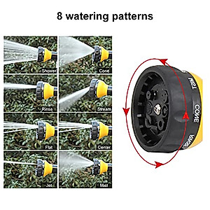 High Pressure Hose Spray Nozzle 8 Way Spray Pattern with 3.5oz/100cc Soap Dispenser Bottle Snow Foam Gun for Lawn, Clean Plants, Car Wash,Showering Pet,Garden Hose Nozzle,(Green)