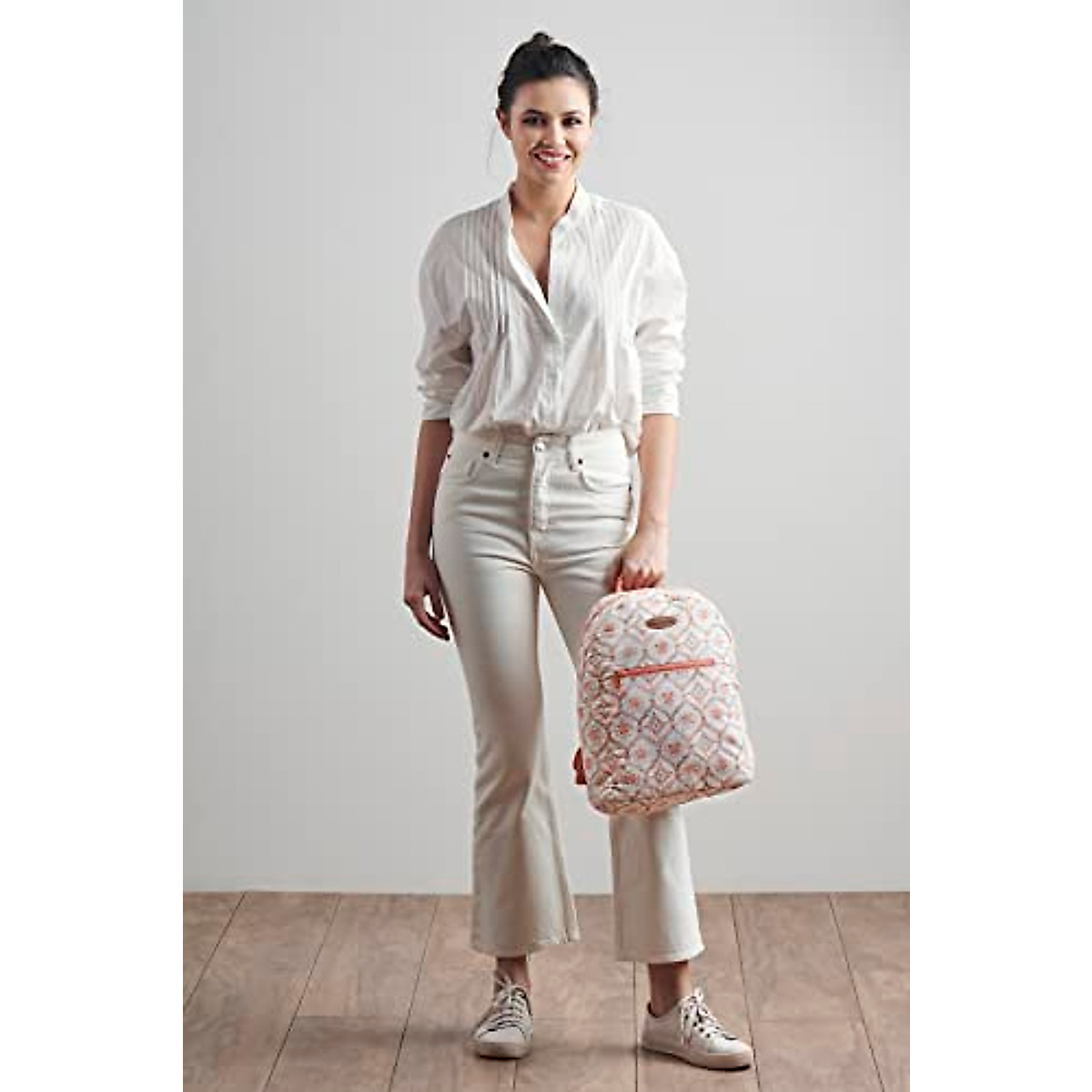 Maison d' Hermine Backpack Cotton Shoulder Backpack with Small Pouch Lightweight Bag for Travel Work Beach Perfect for Women & Men (Fair Isle)