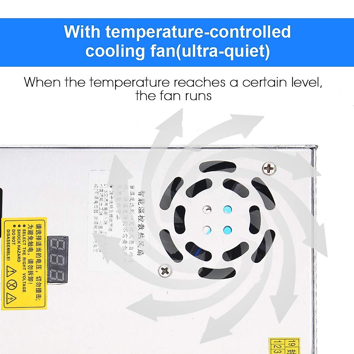 Adjustable DC Power Voltage Converter AC 110V-220V to DC 0-48V 10A Module Switching Power Supply Digital Display 480W Voltage Regulator Transformer Built in Cooling Fan