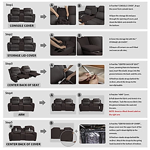 Easy-Going Stretch Recliner Loveseat Cover with Center Console Sofa Slipcover Soft Fitted Fleece 2 Seats Couch with Holder and Storage Washable Furniture Protector Chocolate