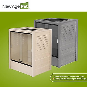 New Age Pet ECOFLEX Maple Chameleon Madagascar Vertical Reptile Habitat Lounge - Durable, Non-Toxic Wood Plastic Composite, Extra Height, Deep Floor, Removable Sliding Glass Doors with Lock