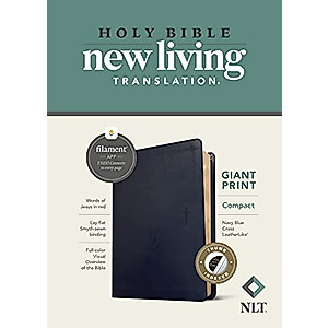 NLT Compact Giant Print Bible, Filament Enabled (LeatherLike, Navy Blue Cross, Indexed, Red Letter)