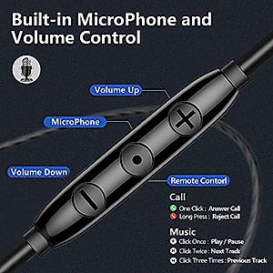 BACKWIN Wired Earbuds with HD mic for Calls, Rock Bass Headphones Universal 3.5 mm Plug,in-Ear Noise-canceling Wired Earphone with Microphone, Metal Shell with Magnet