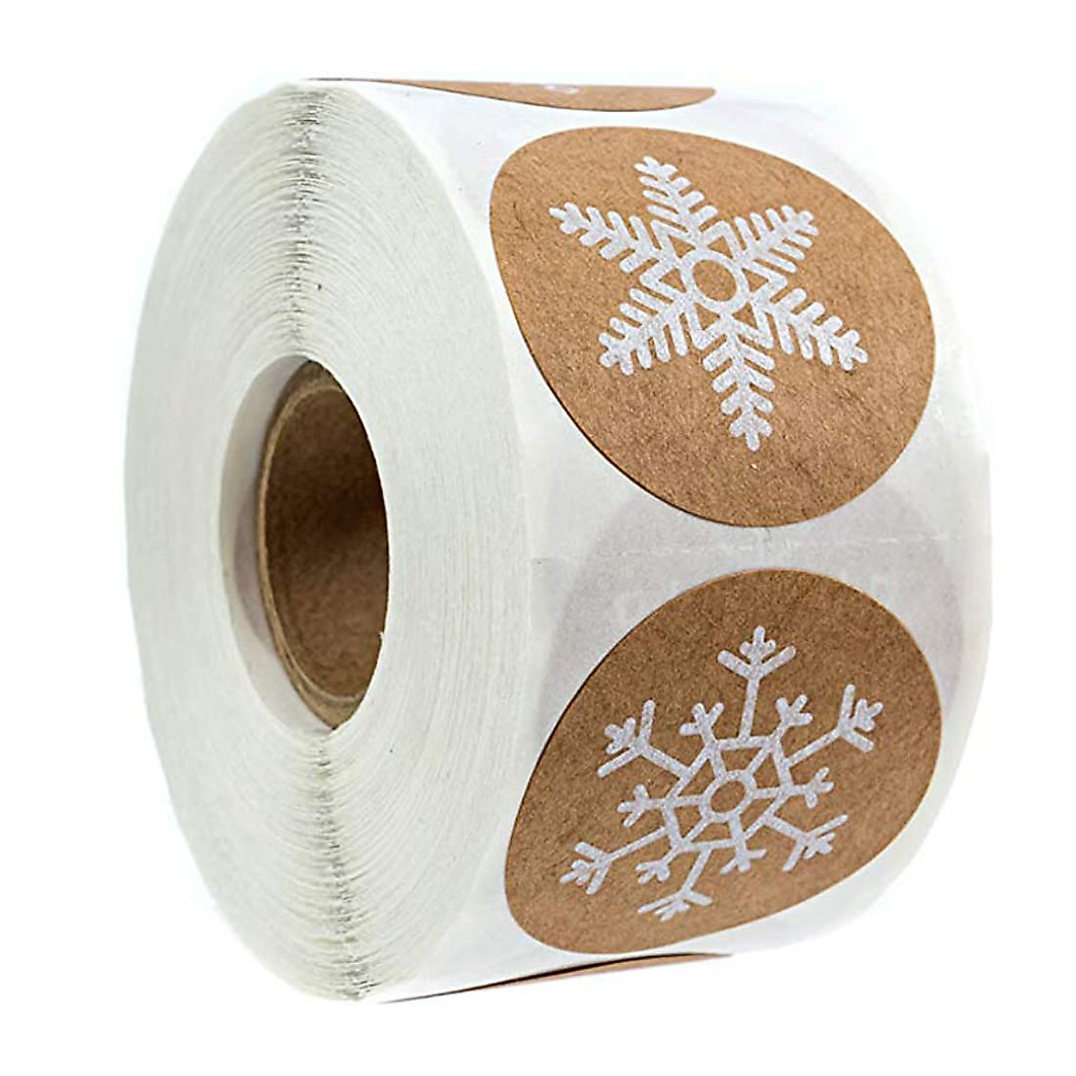 Snowflakes Christmas Stickers Snow Label 500 Pieces 1.5 inch Round Kraft Paper