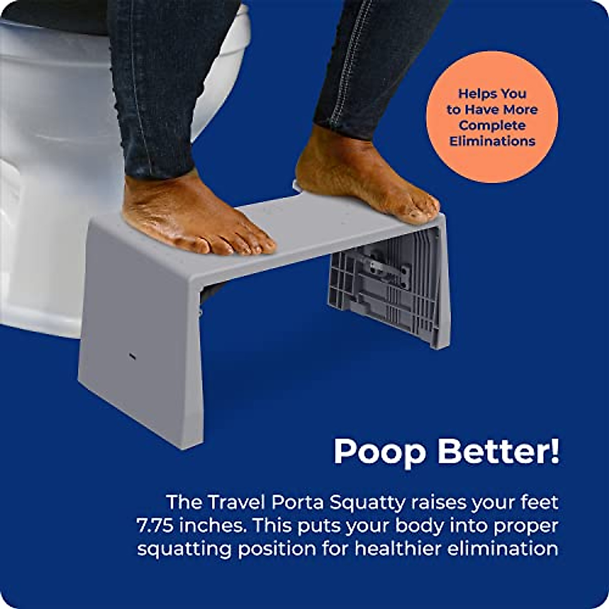 Squatty Potty Porta Traveler Foldable Toilet Stool for Travel, 7" Height, Gray