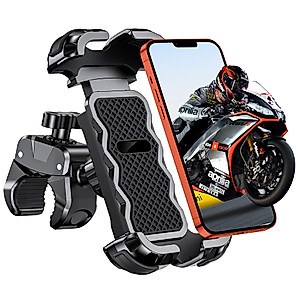Zewdov Motorcycle Phone Mount, Upgrade Bike Phone Mount [1s Lock][Secure Protection], 360° Rotatable Phone Holder for Mountain Bike/ATV/Scooter Handlebar, Compatible with iPhone/Samsung 4.7-6.7"