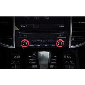 iJDMTOY 2pc Red Sports Aluminum AC Climate Control and Radio Volume Knob Ring Covers Compatible With Porsche 2014-up Macan, 2011-2018 Cayenne, 2010-2016 Panamera, 2012-2019 911