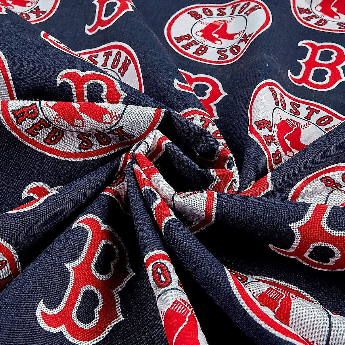 MLB Cotton Broadcloth Boston Red Sox Red/Navy, Fabric by the Yard