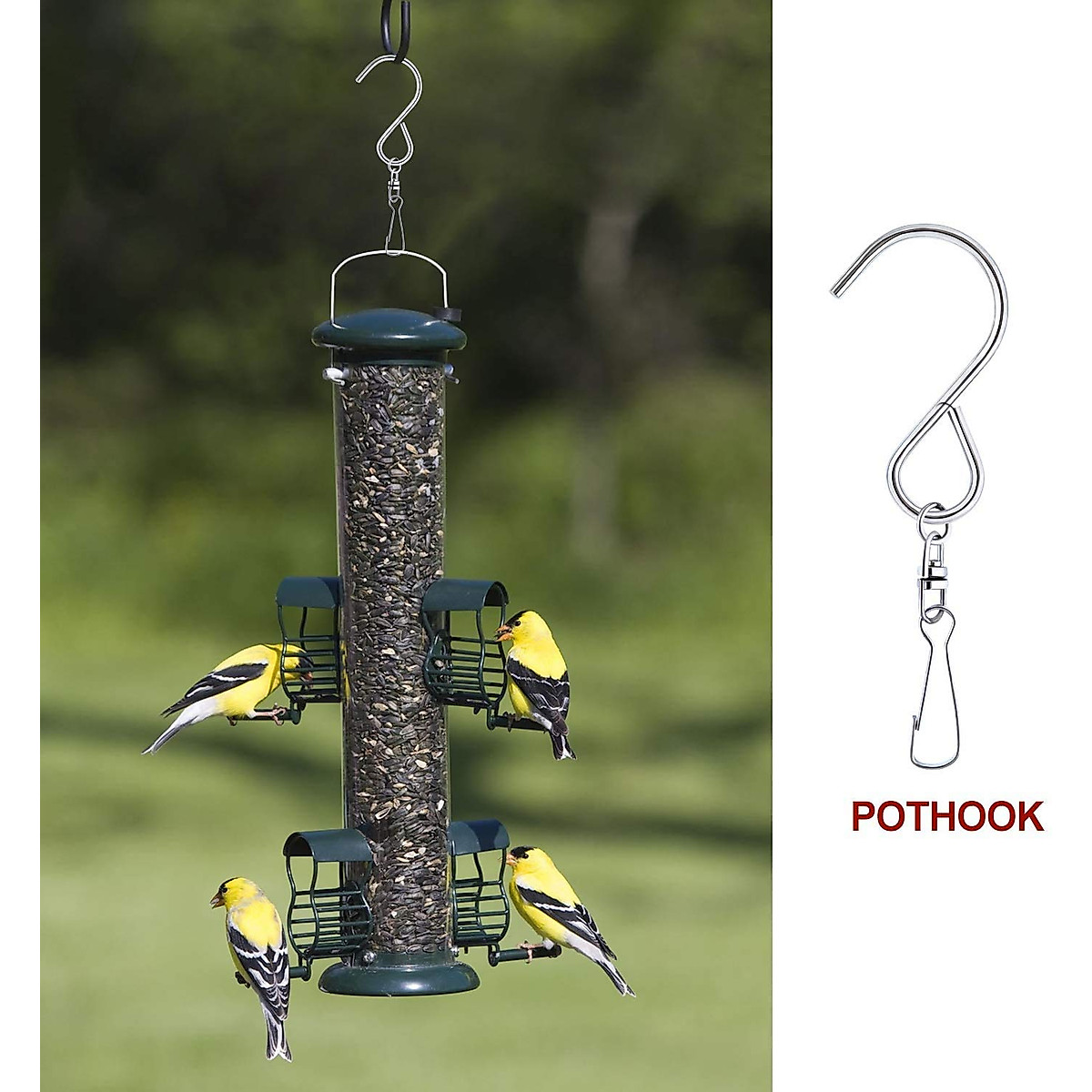 Lainin 12 Pack Stainless Steel Swivel Clip Hanging Hooks for Hanging Wind Spinners Wind Chimes Crystal Twisters Lighting Bulbs Party Supply…