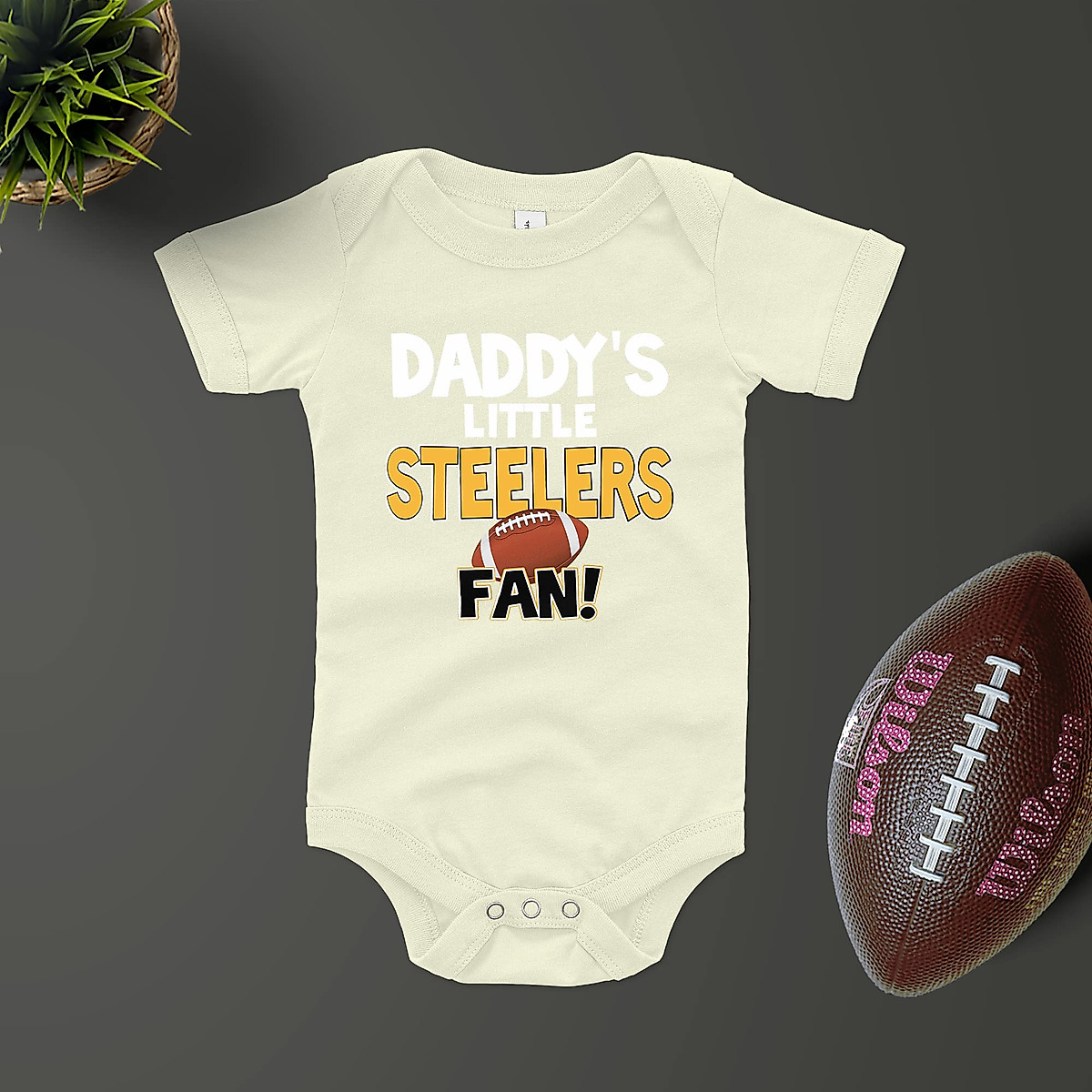NanyCrafts Baby's Daddy's Little Steelers Fan Bodysuit 6 Months Black