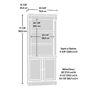 Sauder Palladia Book Shelf, Bookshelf with Storage, Library Bookcase with Doors and Adjustable Shelves, L: 29.37" x W: 13.90" x H: 71.85", Select Cherry