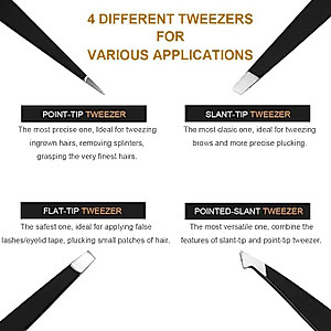 Eyebrow Tweezers Set 6 PCS, Professional Stainless Steel Eyebrow Tweezers Kit for Women/Men, Great Precision Tweezers Set for Eyebrow/Facial Hair Removal/Ingrown Hairs/Splinter/Tick Remover by MAYKI