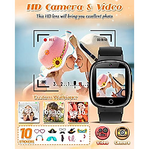 Waterproof Kids Smart Watch Boys Gifts for 3-12 Year Old Girls Kids Watches with 24 Puzzle Games HD Touchscreen Video Camera Music Player Pedometer Story Books Flashlight 13 Alarm Clock Learning Toys