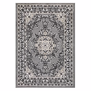 Antep Rugs Oriental 8x10 Traditional Medallion Indoor Area Rug Siesta (Gray Beige, 7'10" x 10')