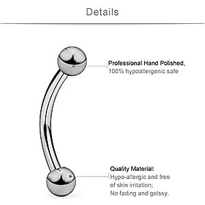 SCERRING 8PCS 14G G23 Titanium Curved Eyebrow Barbell Tragus Helix Ear Belly Lip Nipple Tongue Ring Body Piercing Jewelry 6mm 8mm 10mm 12mm