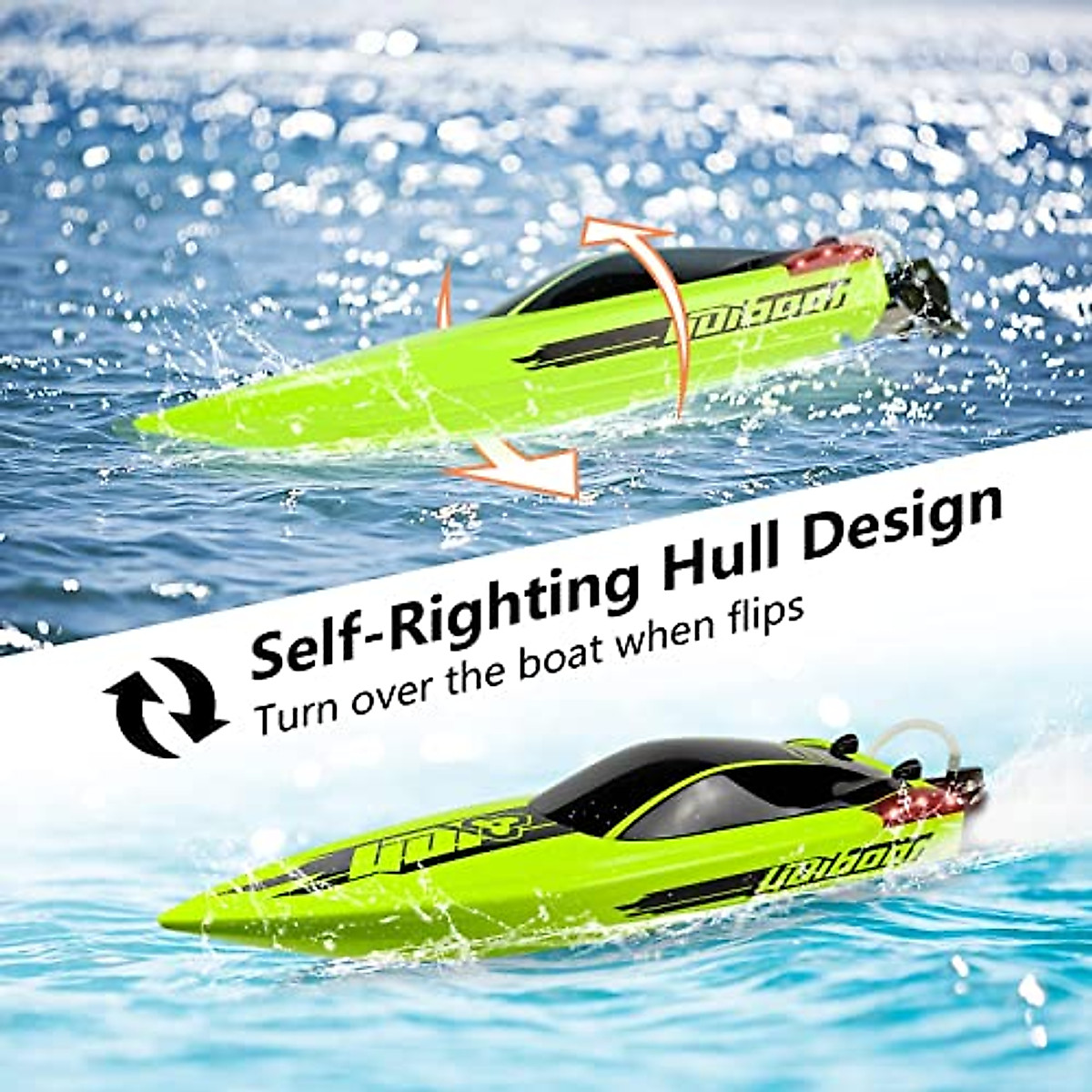 Cheerwing 22" Large RC Racing Boats, Brushless Remote Control Boat 40 Km/h with LED Lights High Speed for Adults and Kids