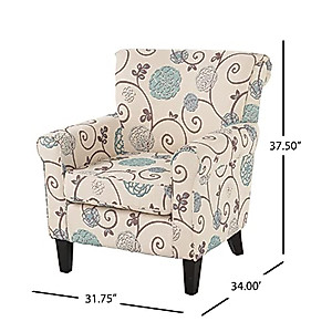 Christopher Knight Home Roseville Fabric Floral Club Chair, Blue Flowers
