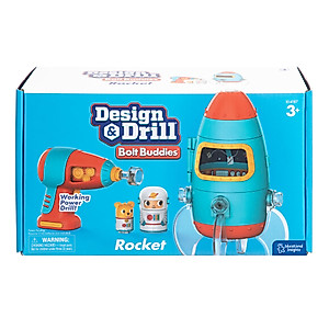 Educational Insights Design & Drill Bolt Buddies Rocket Take Apart Toy with Electric Toy Drill, Preschool STEM Toy, Gift for Boys & Girls, Ages 3+