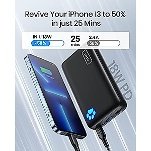 INIU Portable Charger, 18W PD QC 20000mAh USB C Power Bank, Fast Charging Compact Battery Pack, 3-Output Phone Charger Compatible with iPhone 14 13 12 11 X 8 Pro Samsung S20 S10 Google LG iPad Tablet
