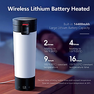 FUTURELAB Temperature Control Coffee Mug, Multi-Functional Travel Mug with 14400mah Power Bank, Vacuum Insulated Hot Beverage Warmer, 10OZ (White)