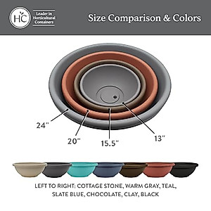 The HC Companies 15.5 Inch Large Garden Bowl Planter - Shallow Plant Pot with Drainage Plug for Indoor Outdoor Flowers, Herbs, Chocolate